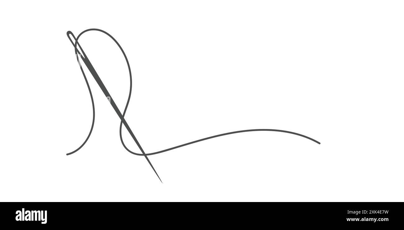 Needle and thread silhouette icon vector illustration. Tailor logo with ...