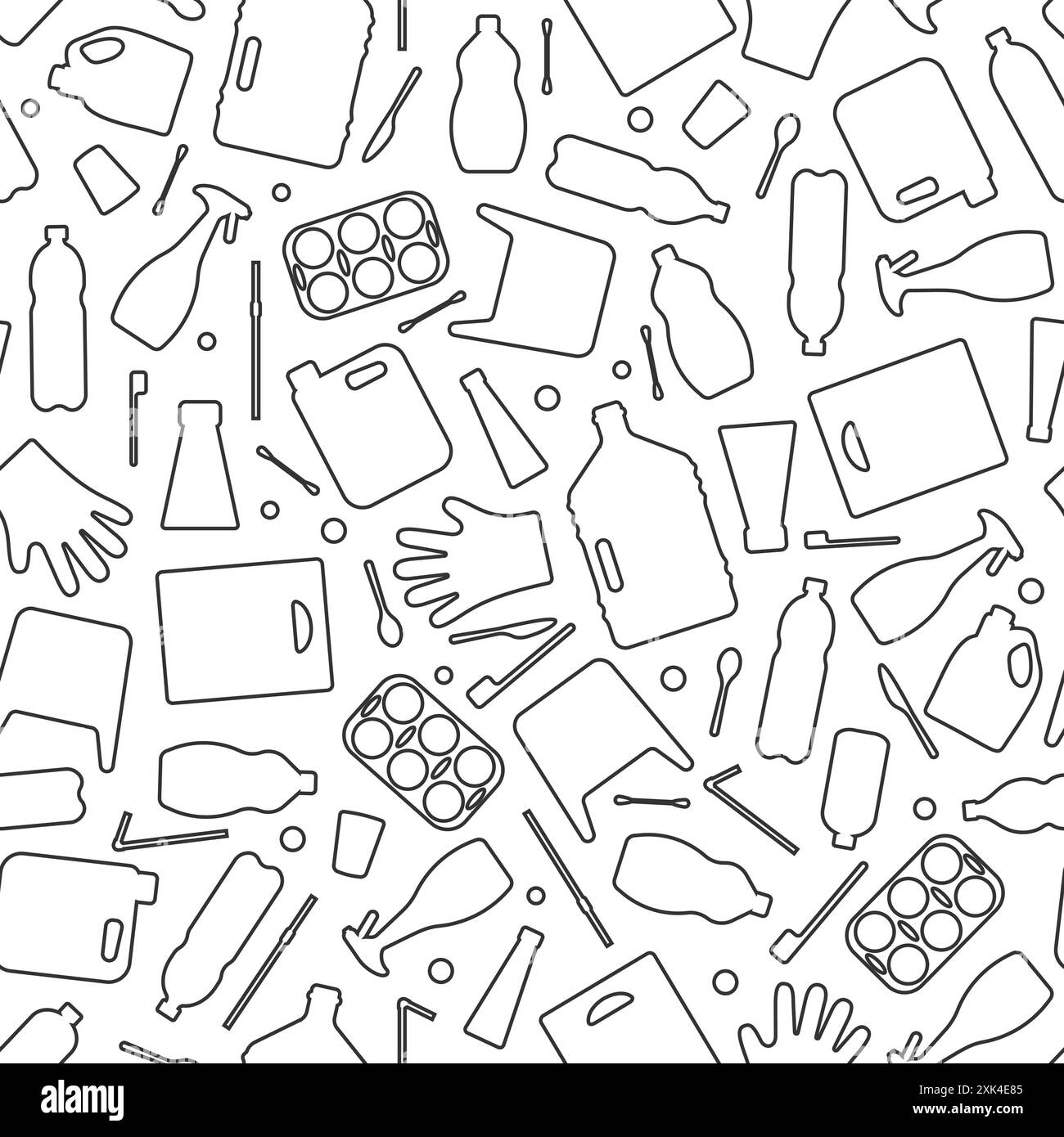 Plastic waste, ocean pollution seamless pattern vector illustration ...