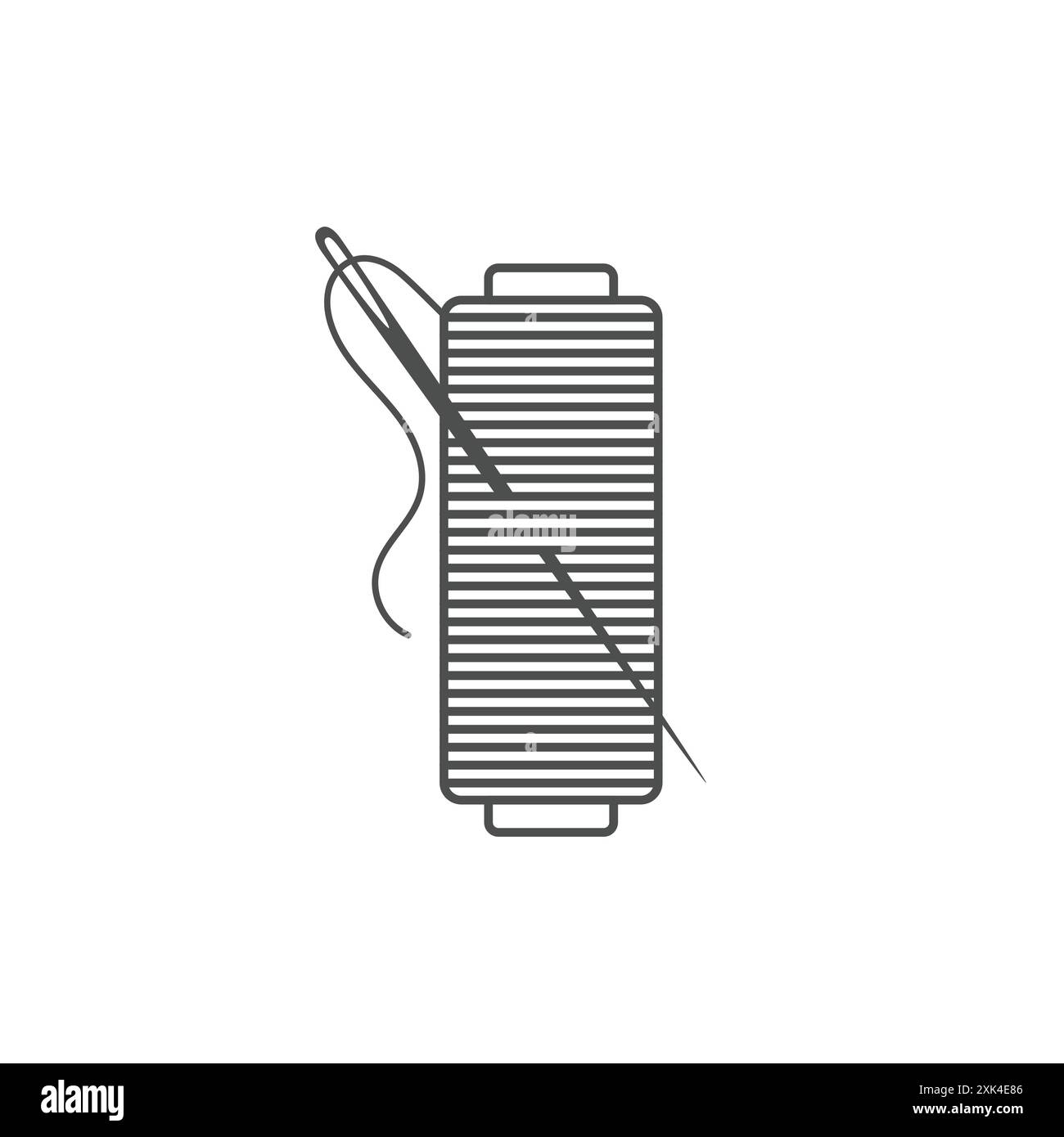 Needle and spool silhouette icon vector illustration. Black bobbin ...