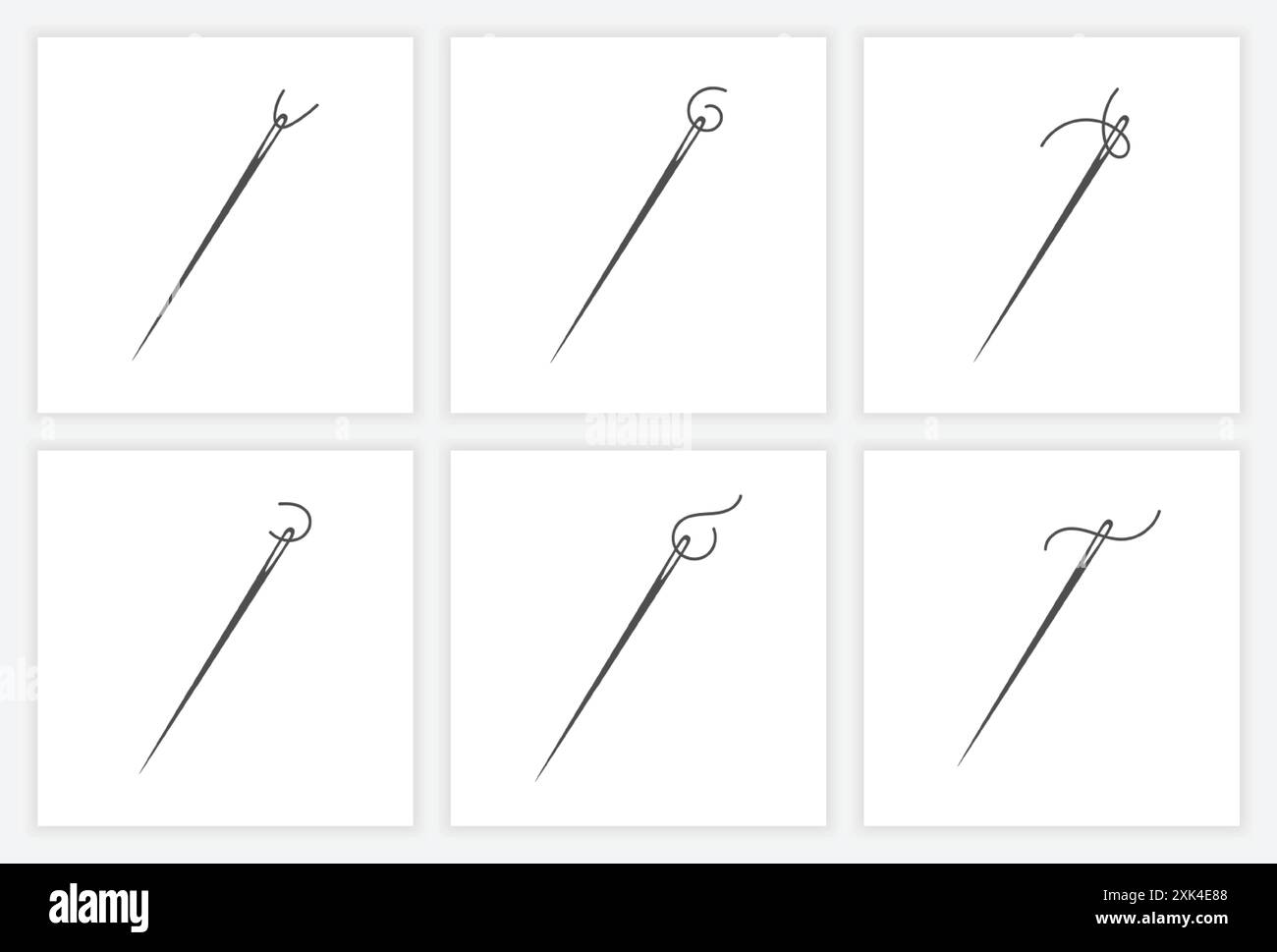 Needle and thread silhouette icon set vector illustration. Tailor logo ...