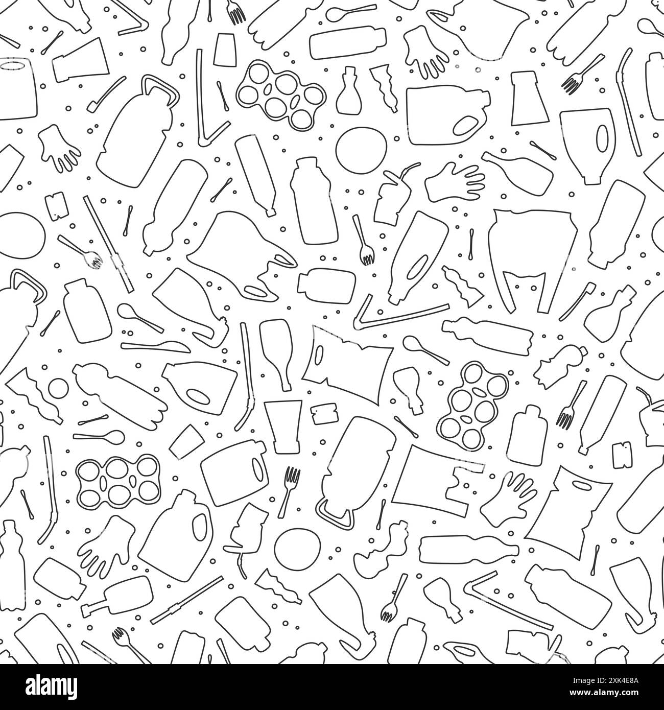 Plastic waste, ocean pollution seamless pattern vector illustration ...