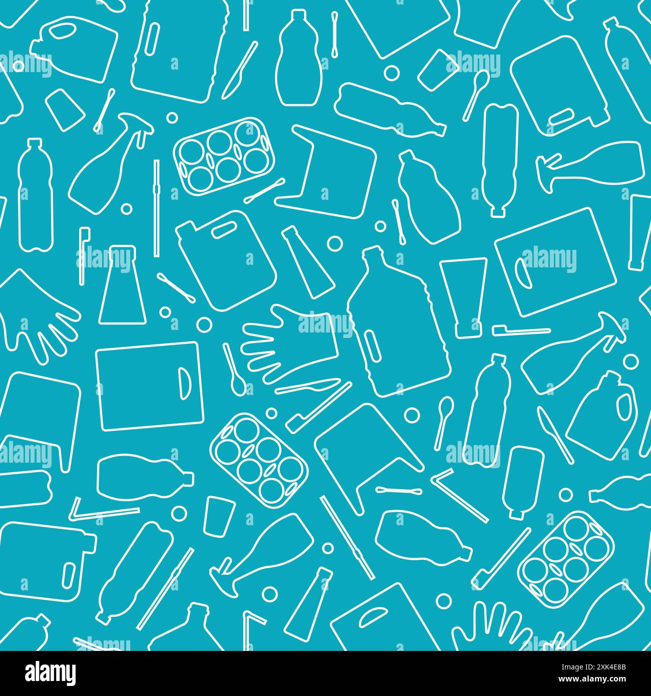 Plastic waste, ocean pollution seamless pattern vector illustration ...
