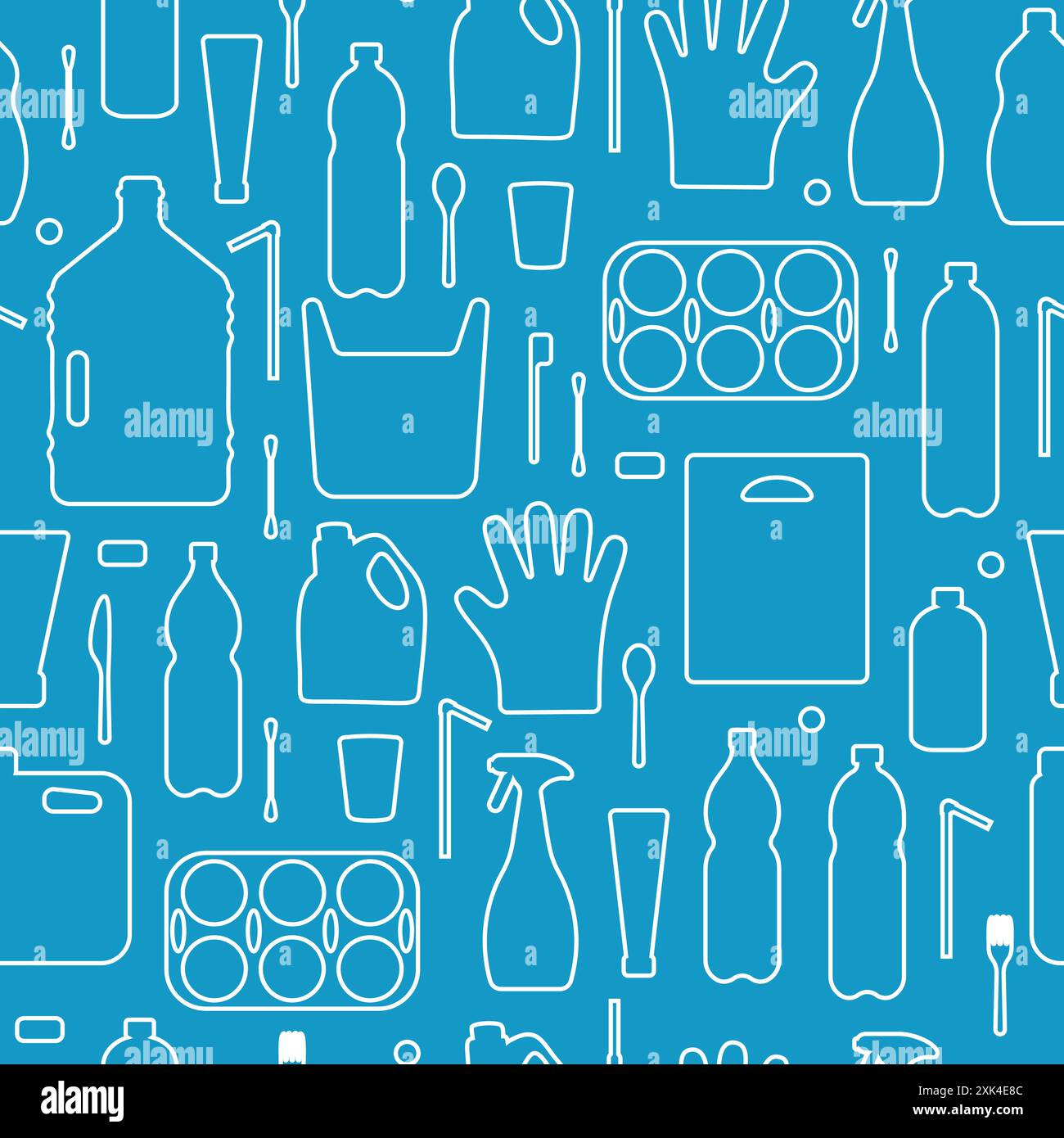 Plastic waste, ocean pollution seamless pattern vector illustration ...