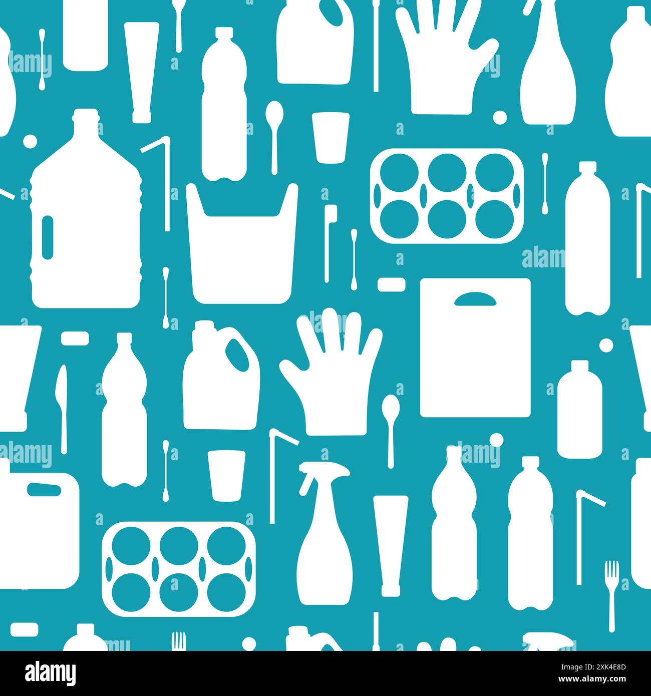 Plastic waste, ocean pollution seamless pattern vector illustration ...