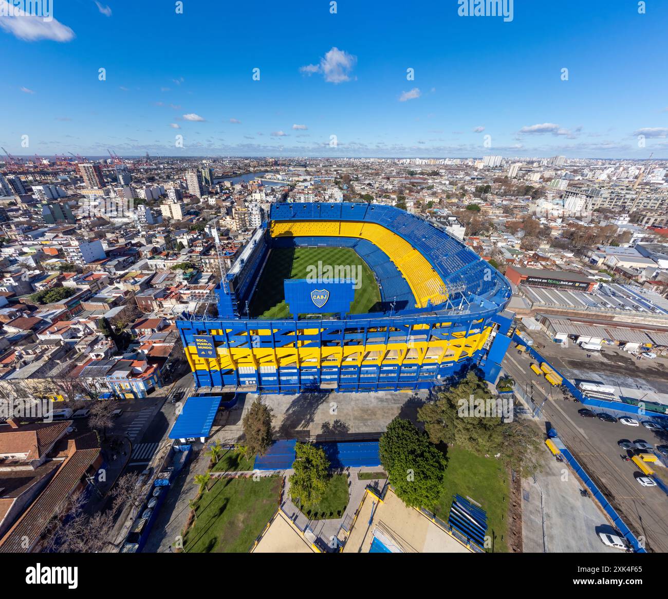 Drone shot of La Bombonera stadium, home of Club Atletico Boca Juniors ...