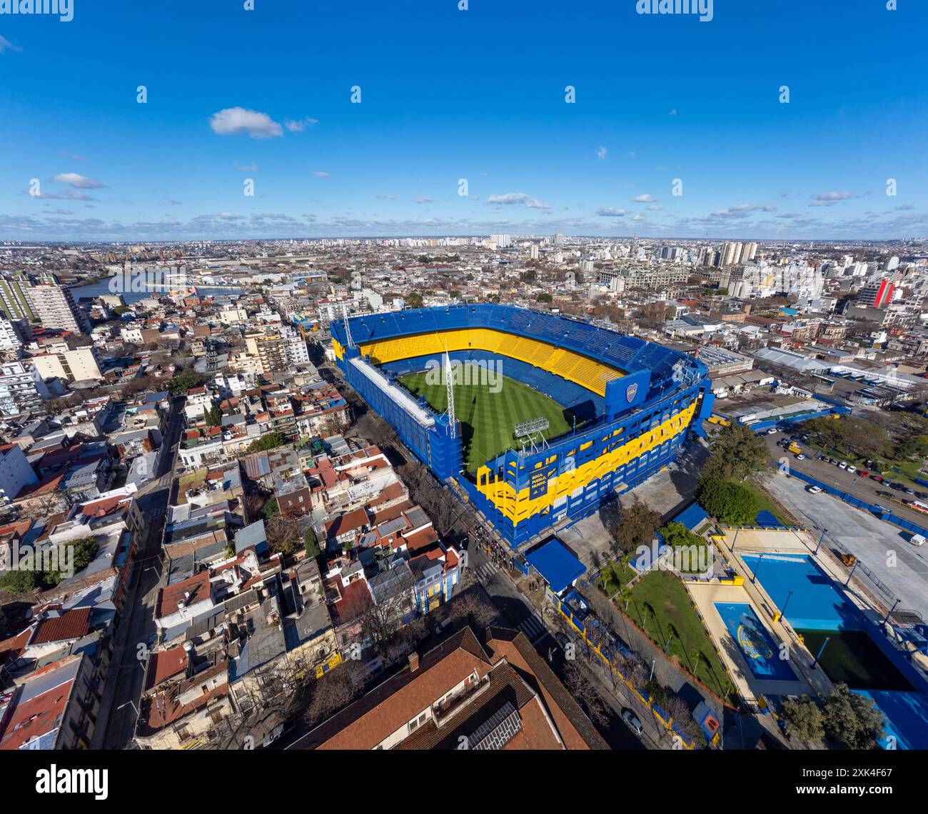 Drone shot of La Bombonera stadium, home of Club Atletico Boca Juniors ...