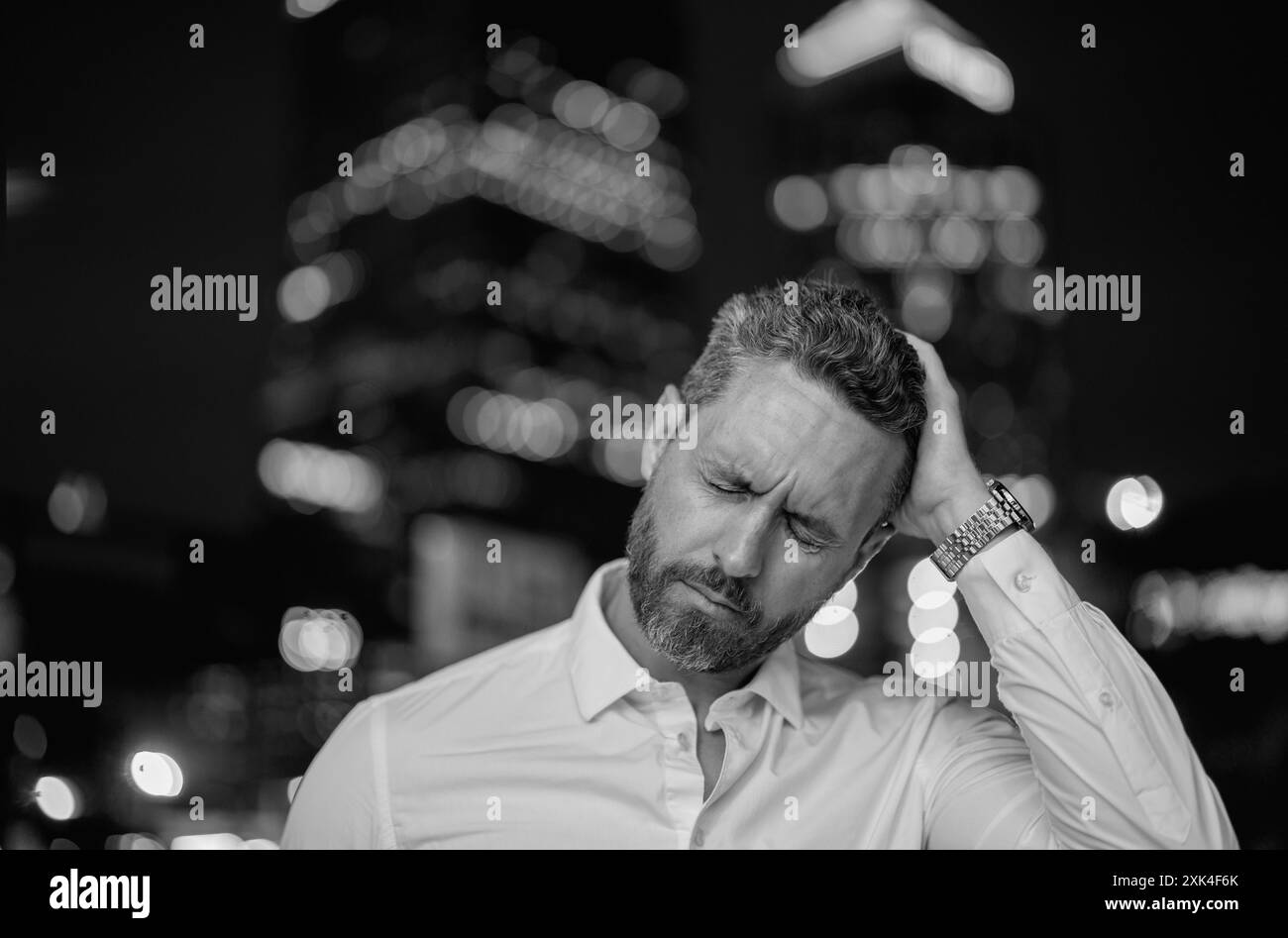 Close up overworked businessman Black and White Stock Photos & Images ...