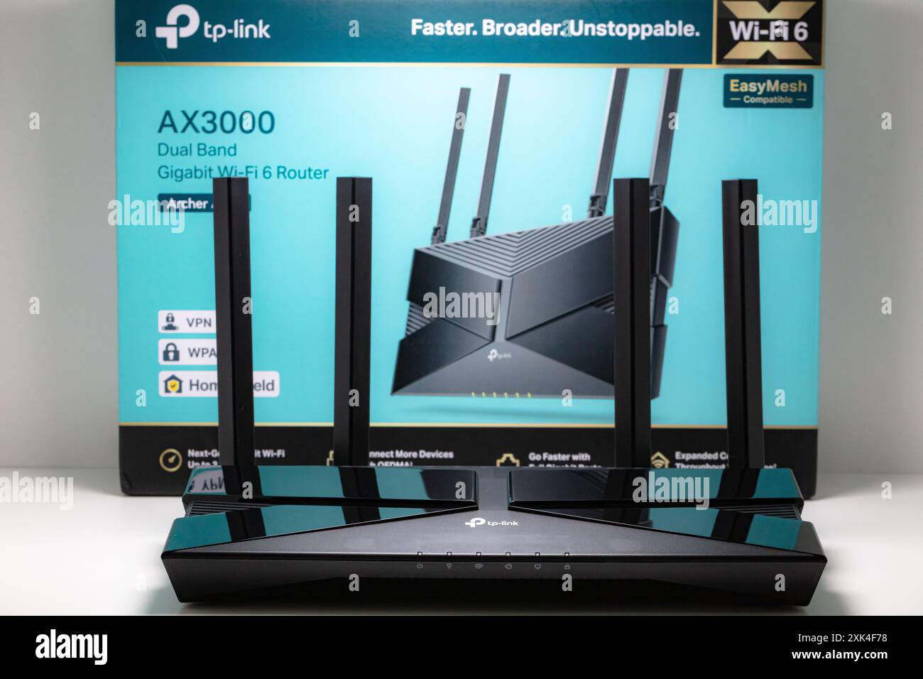 Lviv, Ukraine - August 16, 2024: TP-Link AX3000 Dual Band Gigabit Wi-Fi ...