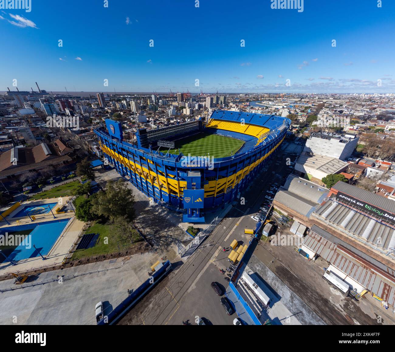 Drone shot of La Bombonera stadium, home of Club Atletico Boca Juniors ...