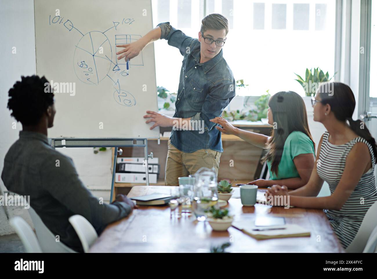 Leadership, businessman and team building in office for meeting ...