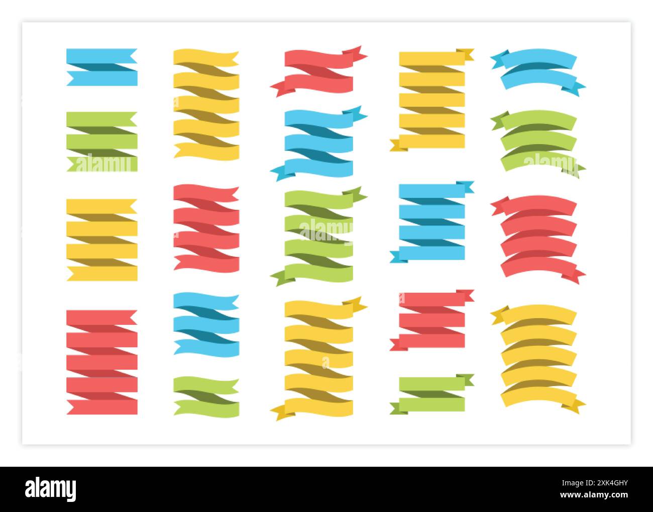 Ribbon template banner vector collection illustration. Colorful big set ...