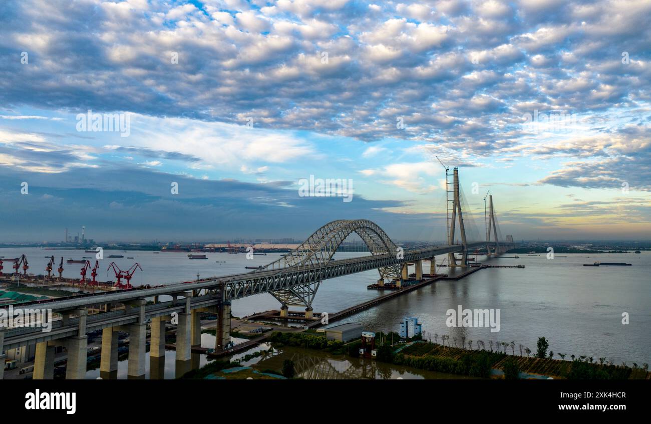 TAIXING, CHINA - JULY 21, 2024 - The steel deck pavement of the main ...