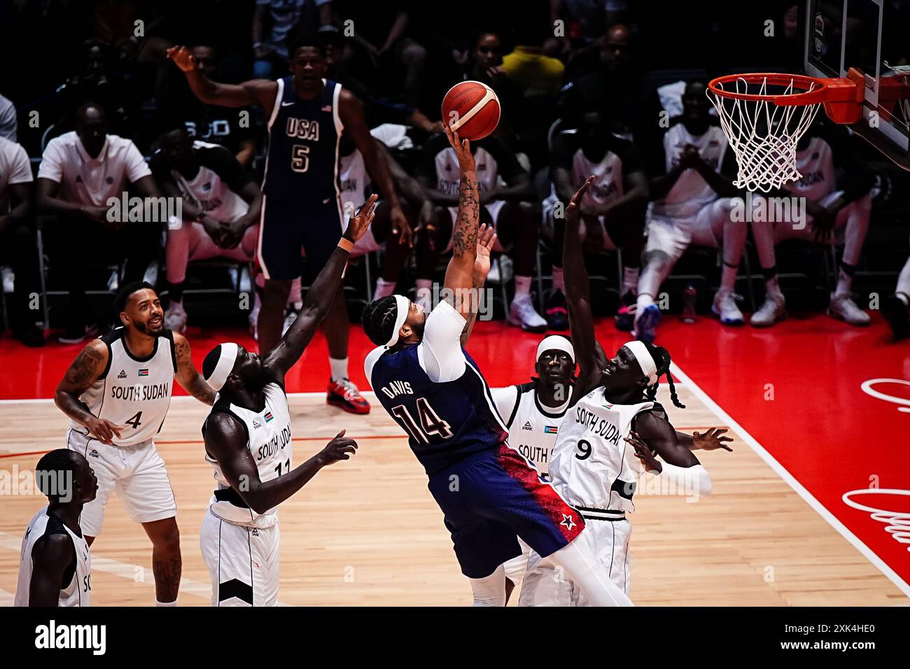 USA's Anthony Davis shoots during the 2024 USA Basketball Showcase at ...