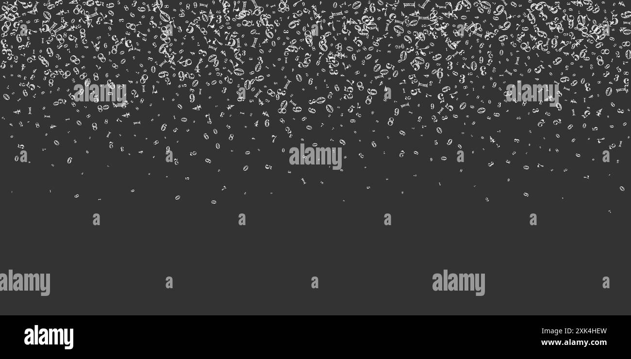 Scattered numbers. White chalk digits flying chaotic. Back to school ...