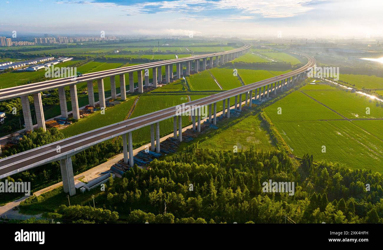 TAIXING, CHINA - JULY 21, 2024 - The steel deck pavement of the main ...