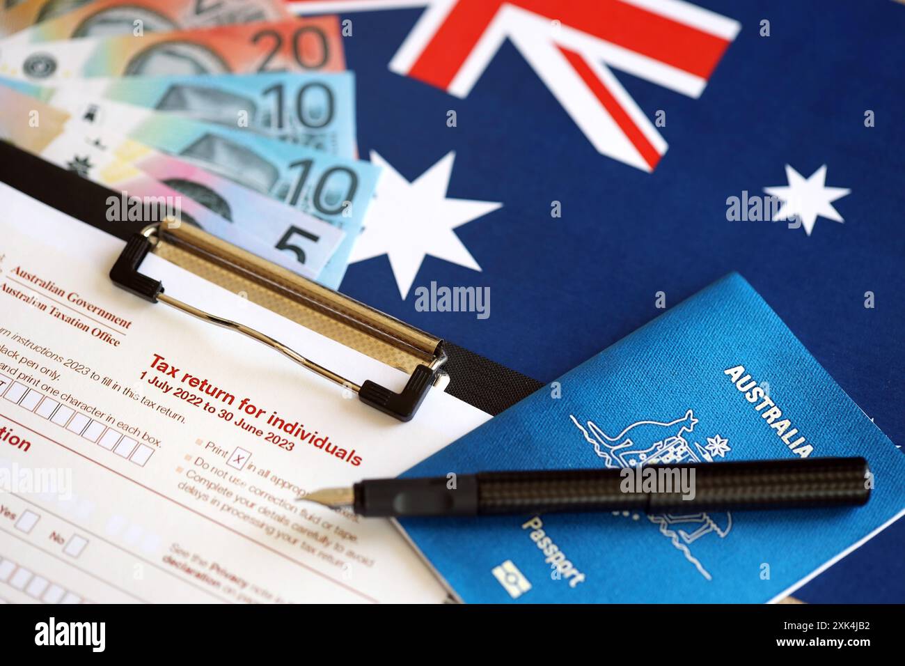 KYIV, UKRAINE - JULY 10, 2024 Australian Tax Return for individuals ...