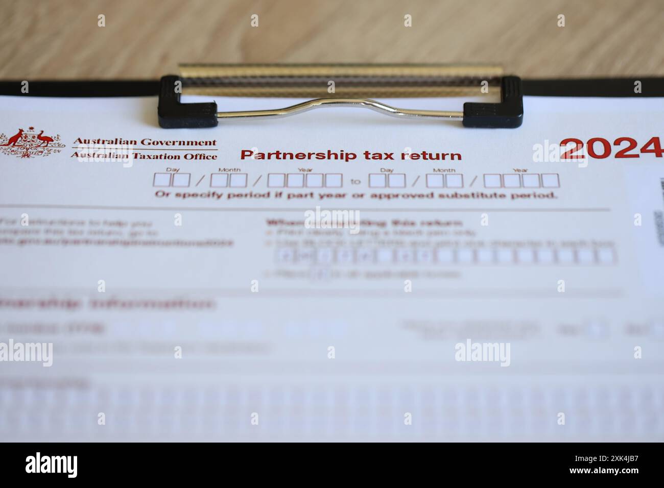 KYIV, UKRAINE - JULY 10, 2024 Australian Partnership Tax Return blank ...