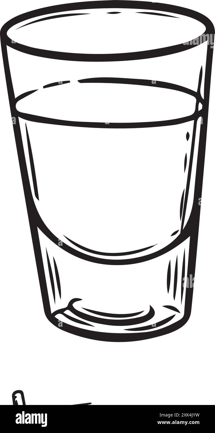 Vodka shot drink line drawing isolated on white background Stock Vector ...