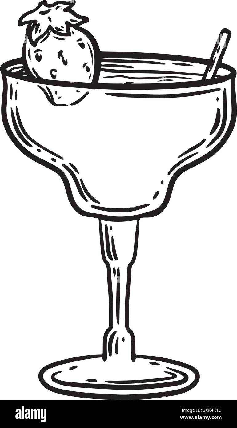 Sweet cocktail drink line drawing isolated on white background Stock ...