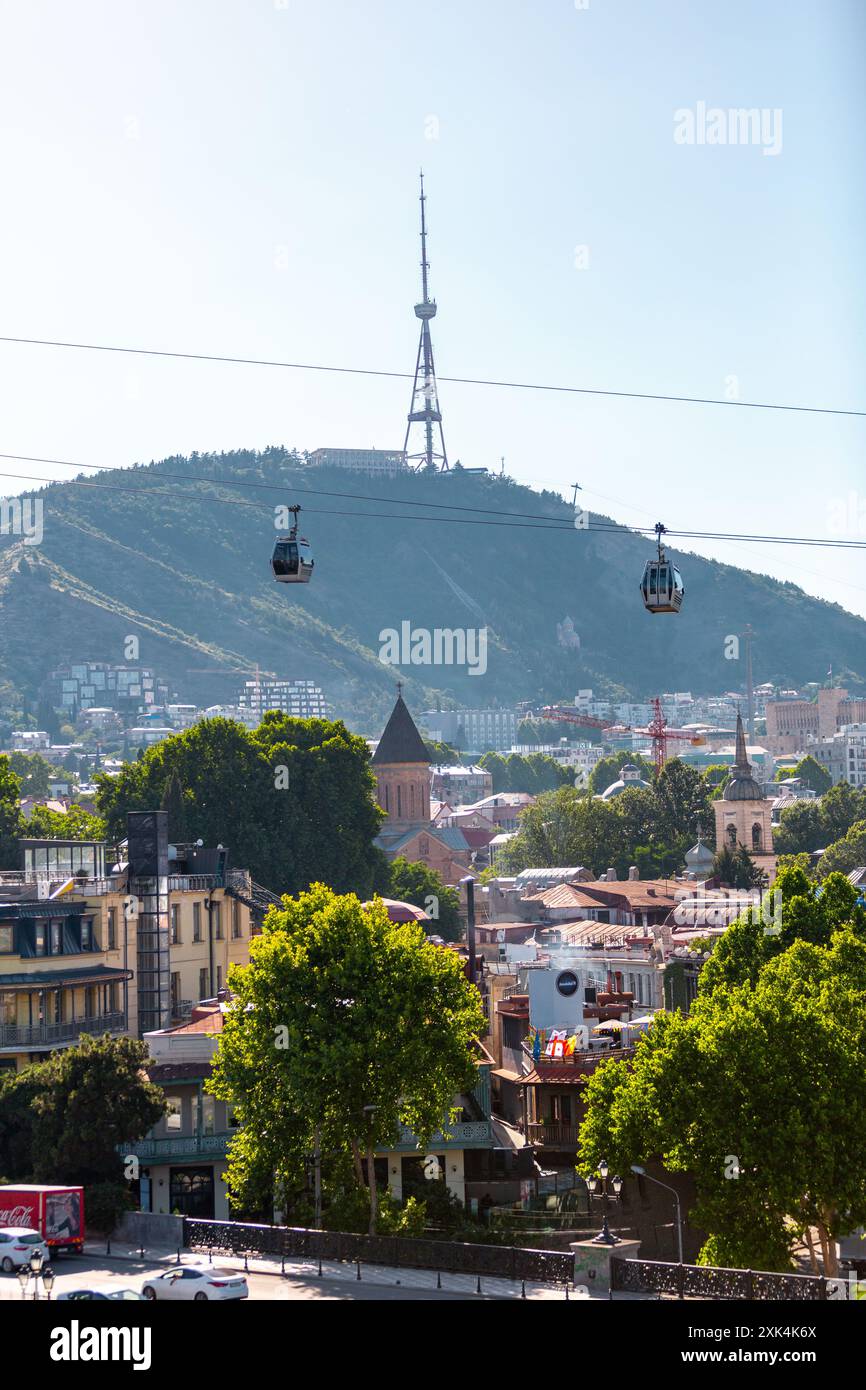 Tbilisi, GEO - 22 JUNE, 2024: Tbilisi cable car, which operates between ...