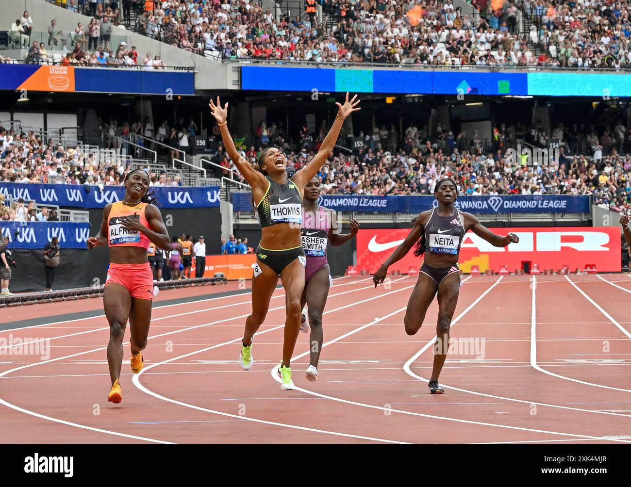 London, UK, 20 July 2024. THOMAS Gabrielle USA wins the 200m Women ...