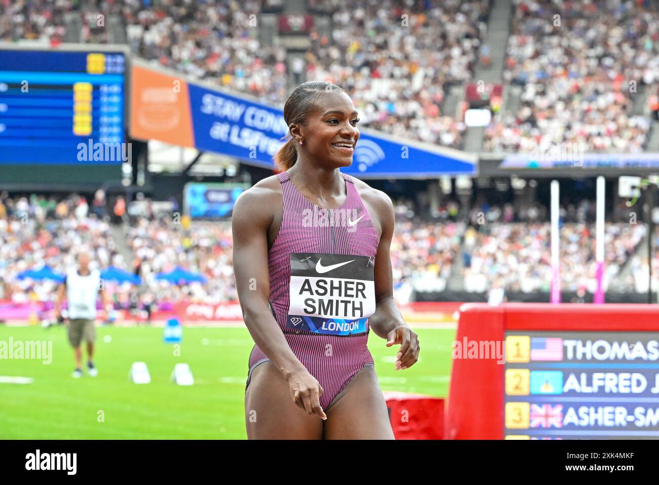 London, UK, 20 July 2024. ASHER-SMITH Dina GBR finishes 3rd in the 200m ...