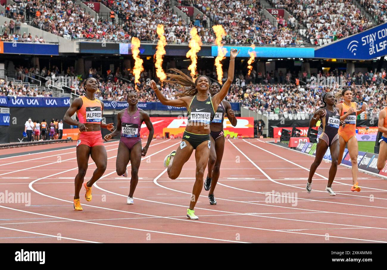 London, UK, 20 July 2024. THOMAS Gabrielle USA wins the 200m Women ...