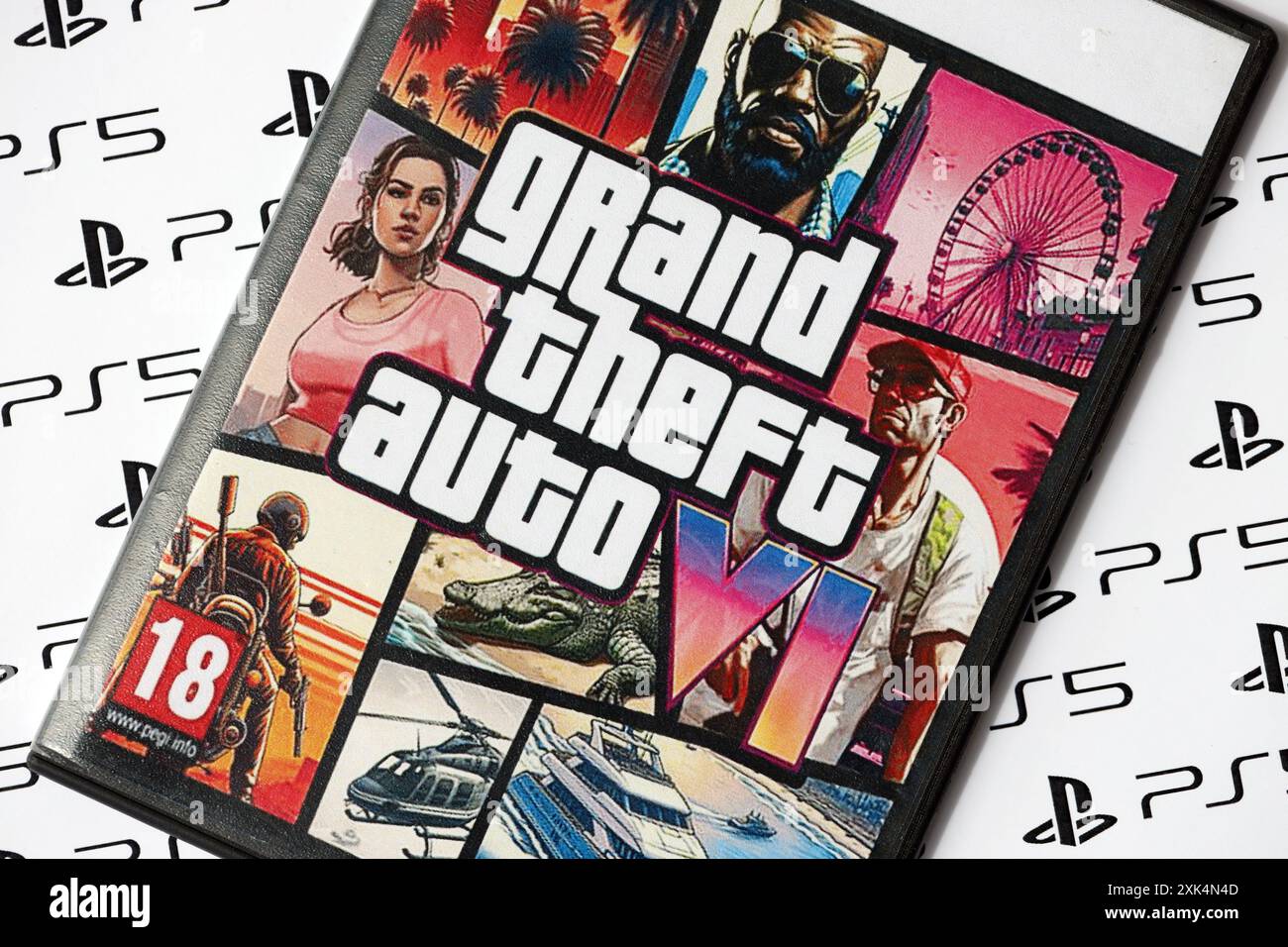 KYIV, UKRAINE - JUNE 26, 2024 Grand Theft Auto 6 PS5 video game disc ...