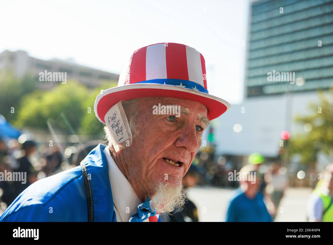 Milwaukee, Wisconsin, USA. 18th July, 2024. A Trump supporter wears a ...