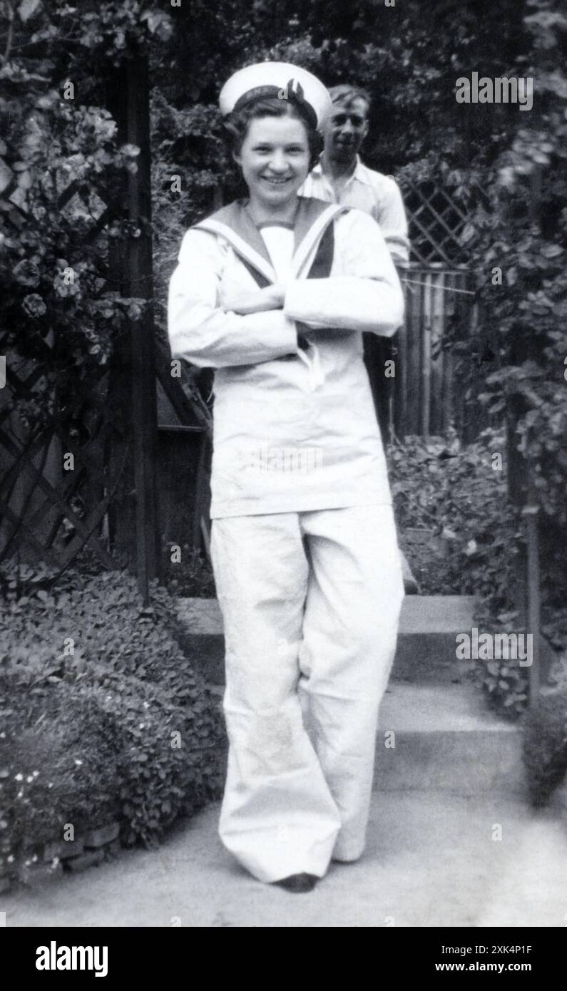 A woman in the uniform of a Royal Navy sailor during the Second World ...
