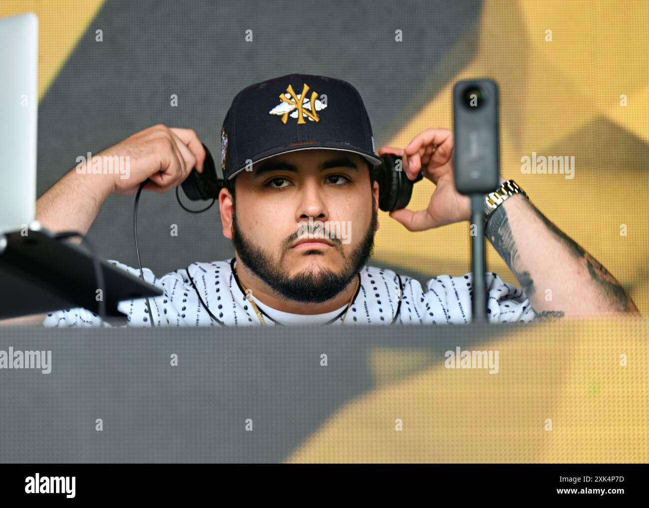 LONDON, ENGLAND - JULY 20 2024: DJ C Fuego performs at the Latino ...