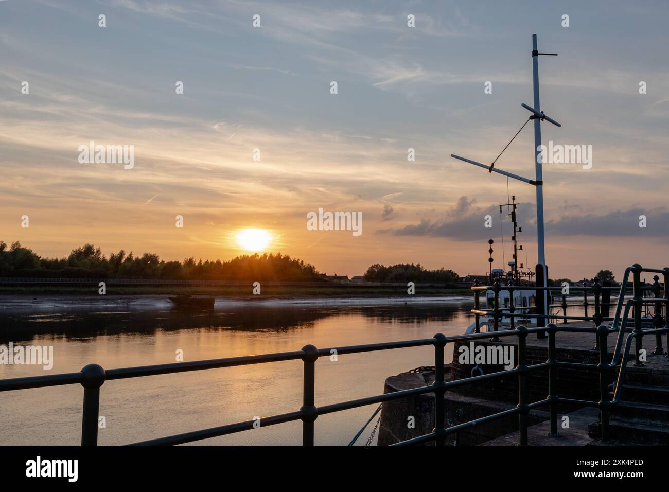 Sunset seen across The Great Ouse River seen from Kings Kings, taken ...