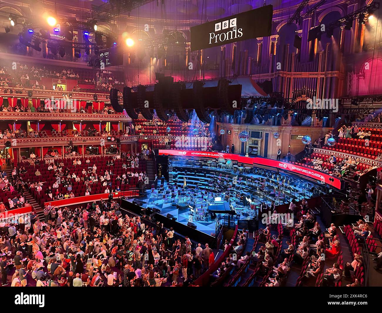 South Kensington, London, UK. , . 'Prommers' wait excitedly for the ...