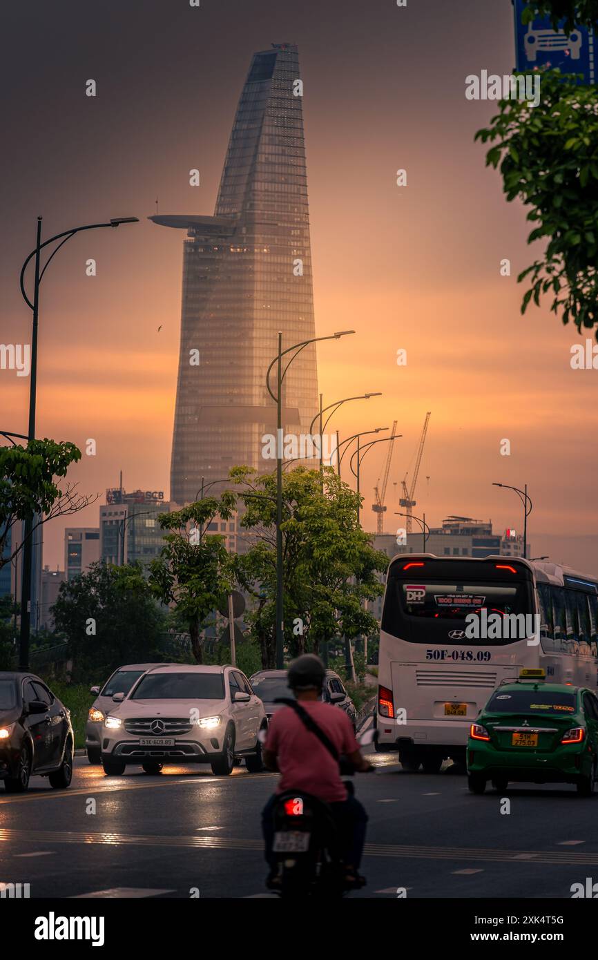 Ho Chi Minh city, Vietnam - 02 Aug 2023: Busy traffic jam during sunset ...