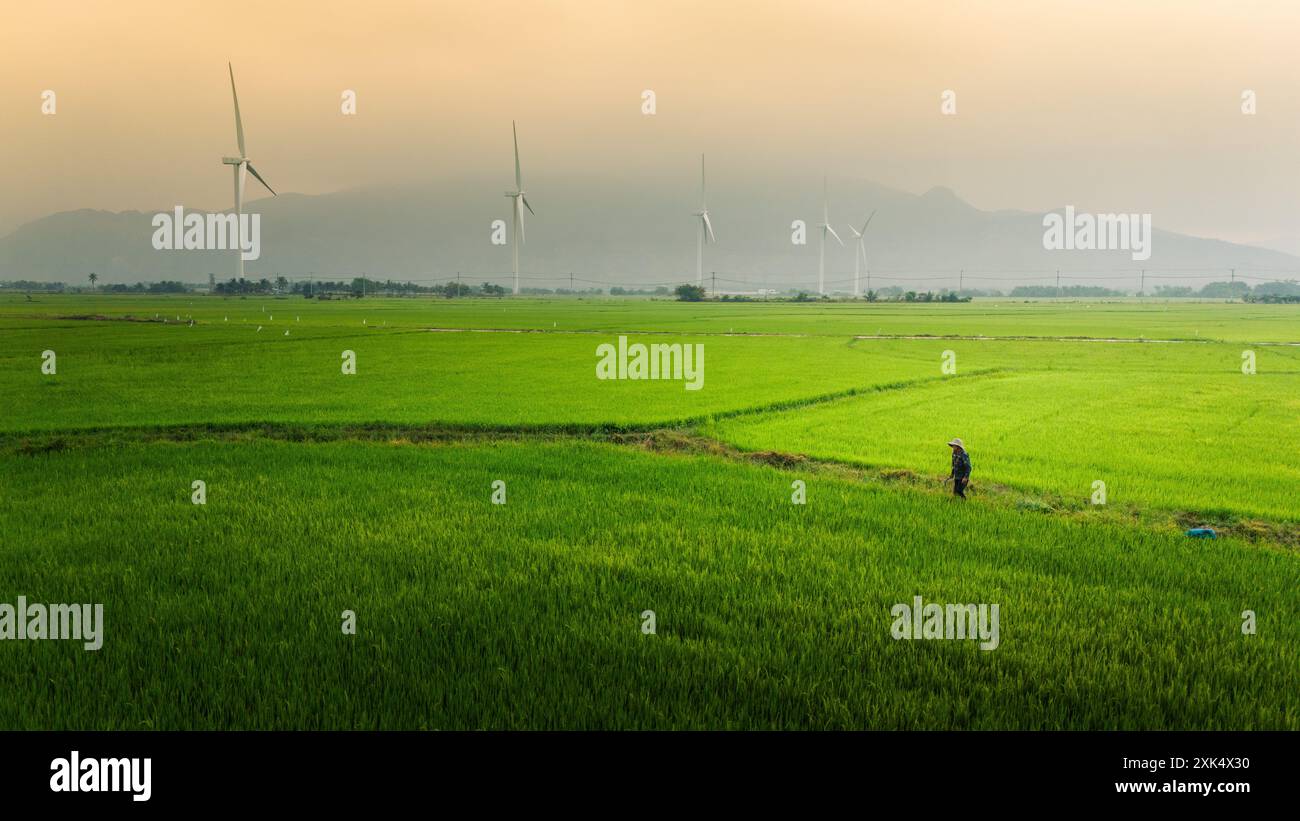 view of turbine green energy electricity, windmill for electric power ...