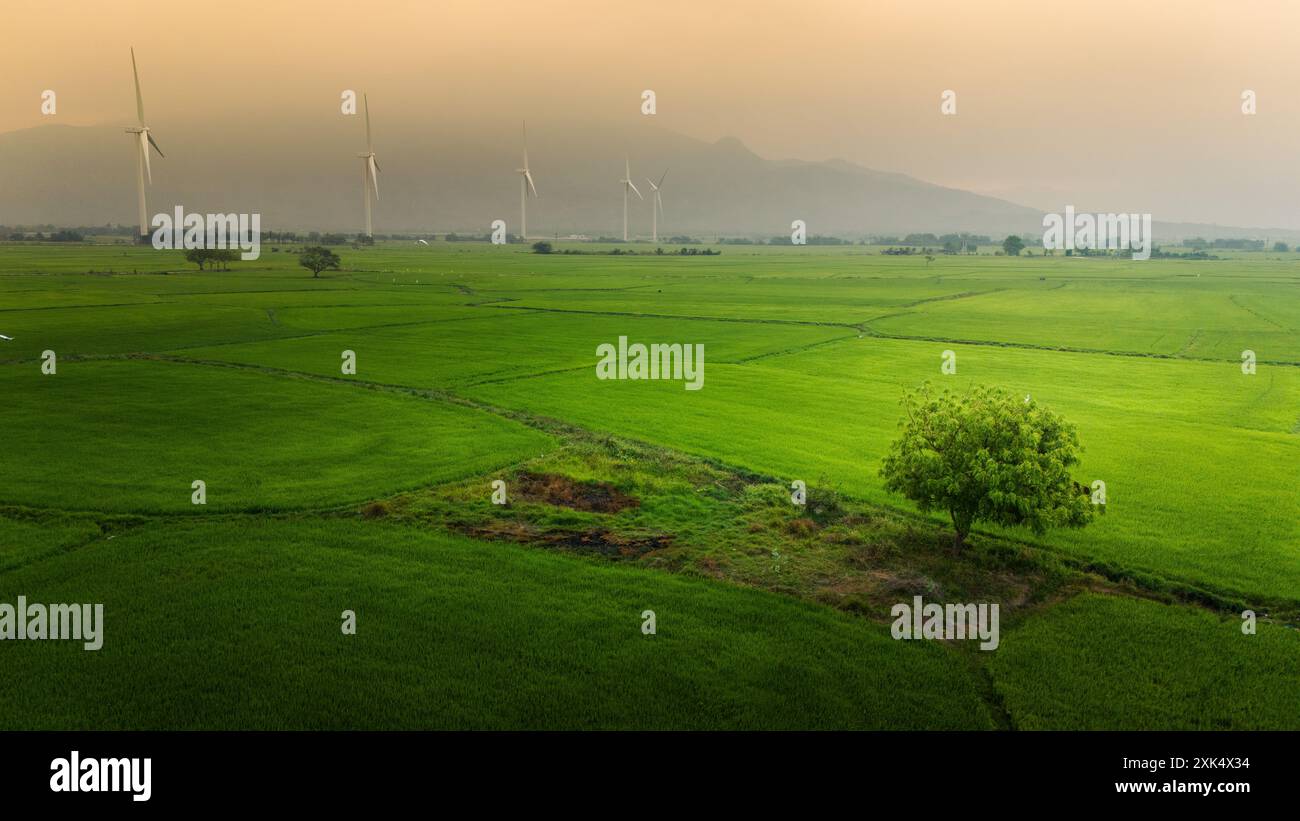 view of turbine green energy electricity, windmill for electric power ...