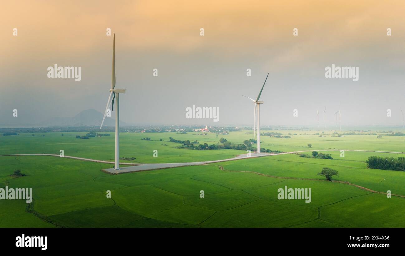 view of turbine green energy electricity, windmill for electric power ...