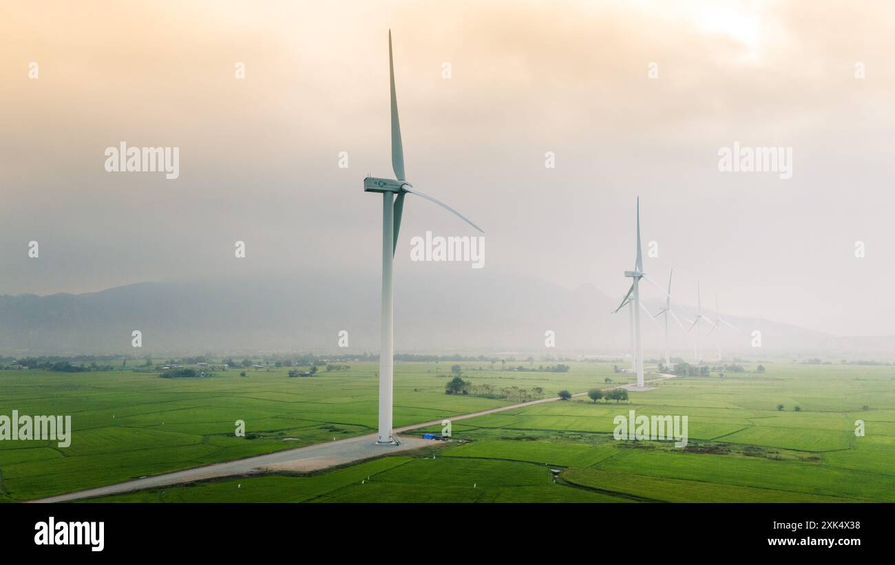 view of turbine green energy electricity, windmill for electric power ...