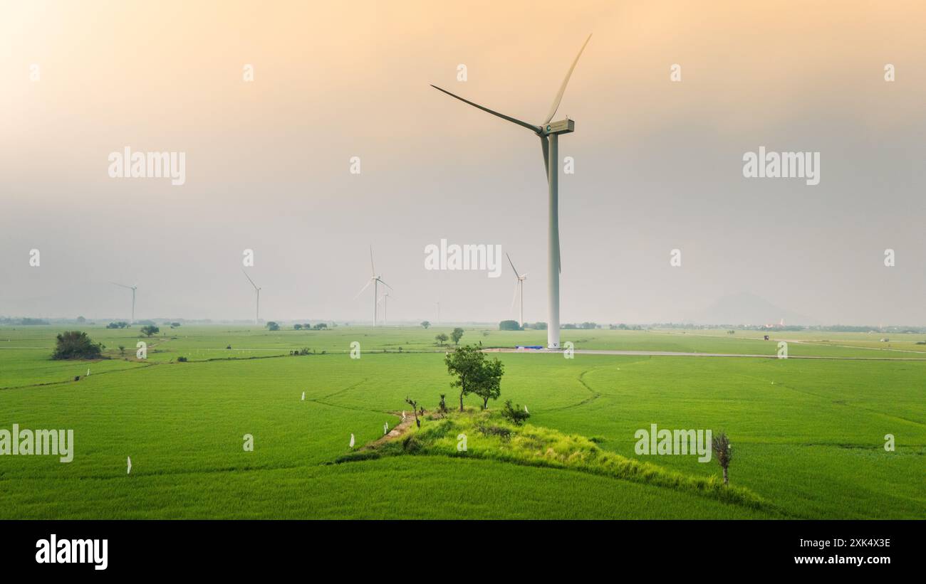 view of turbine green energy electricity, windmill for electric power ...