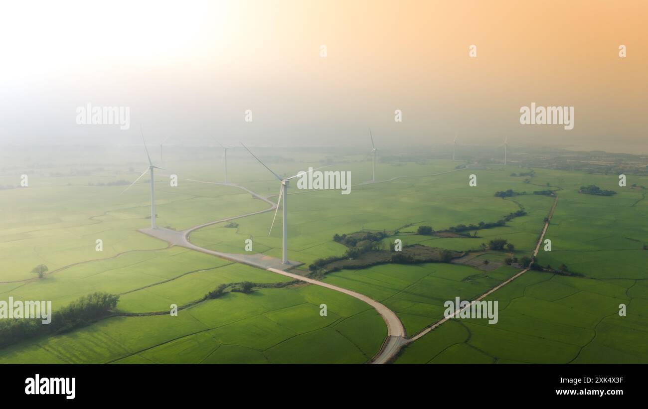 view of turbine green energy electricity, windmill for electric power ...