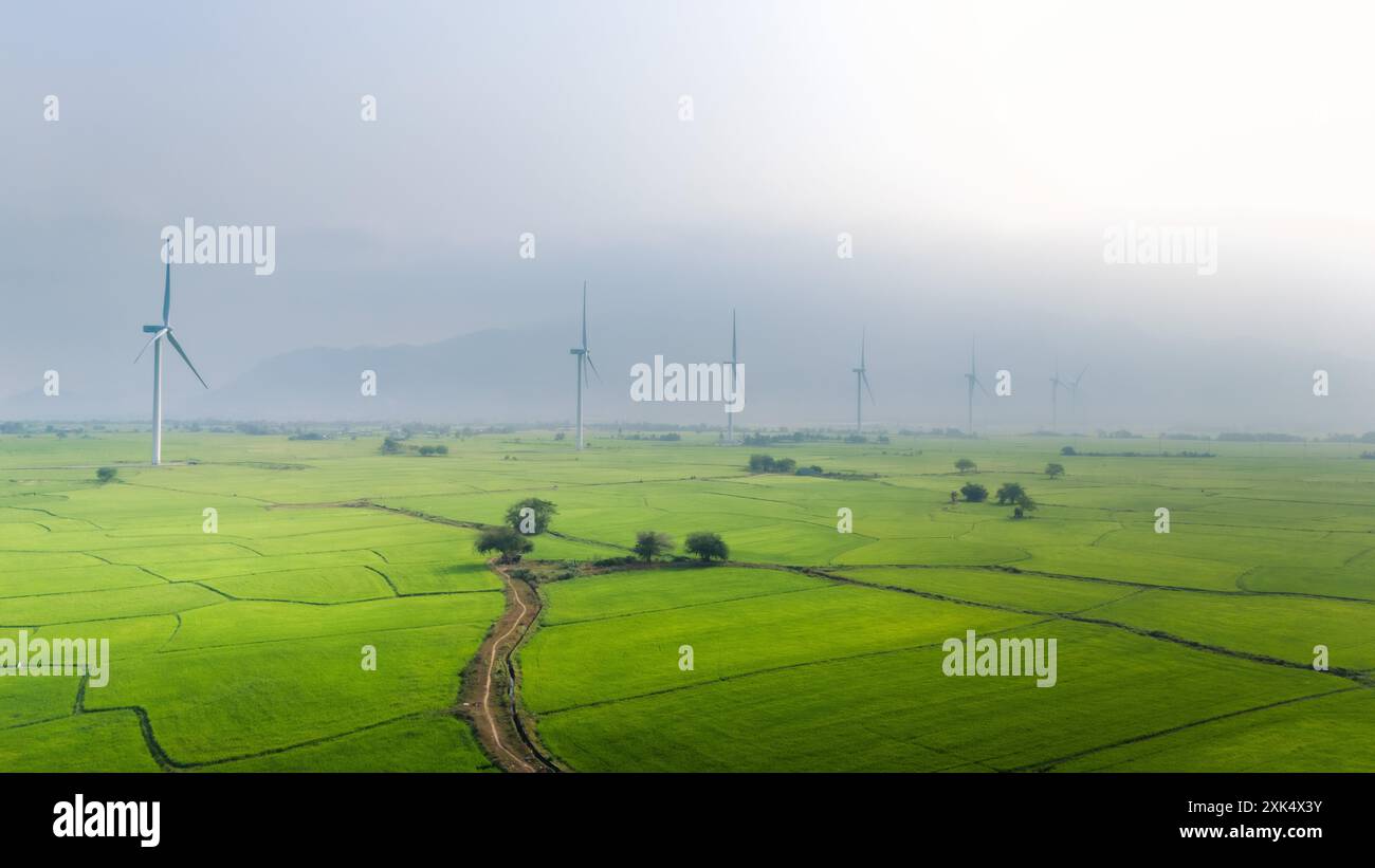view of turbine green energy electricity, windmill for electric power ...