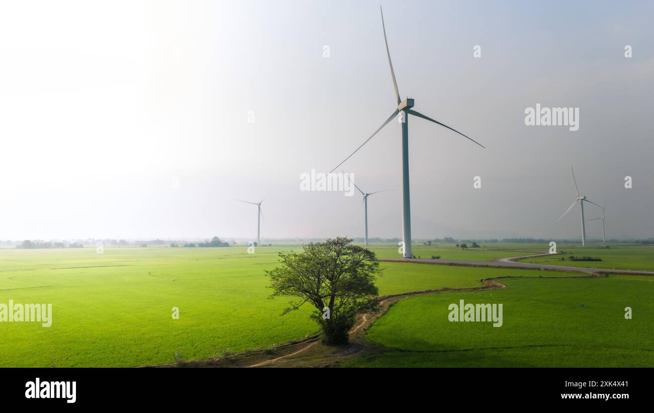 view of turbine green energy electricity, windmill for electric power ...