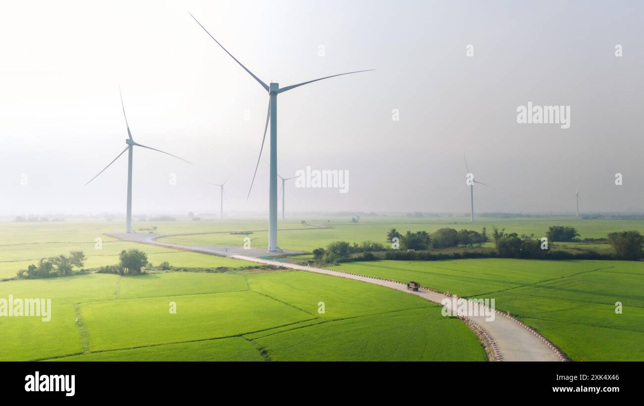 view of turbine green energy electricity, windmill for electric power ...