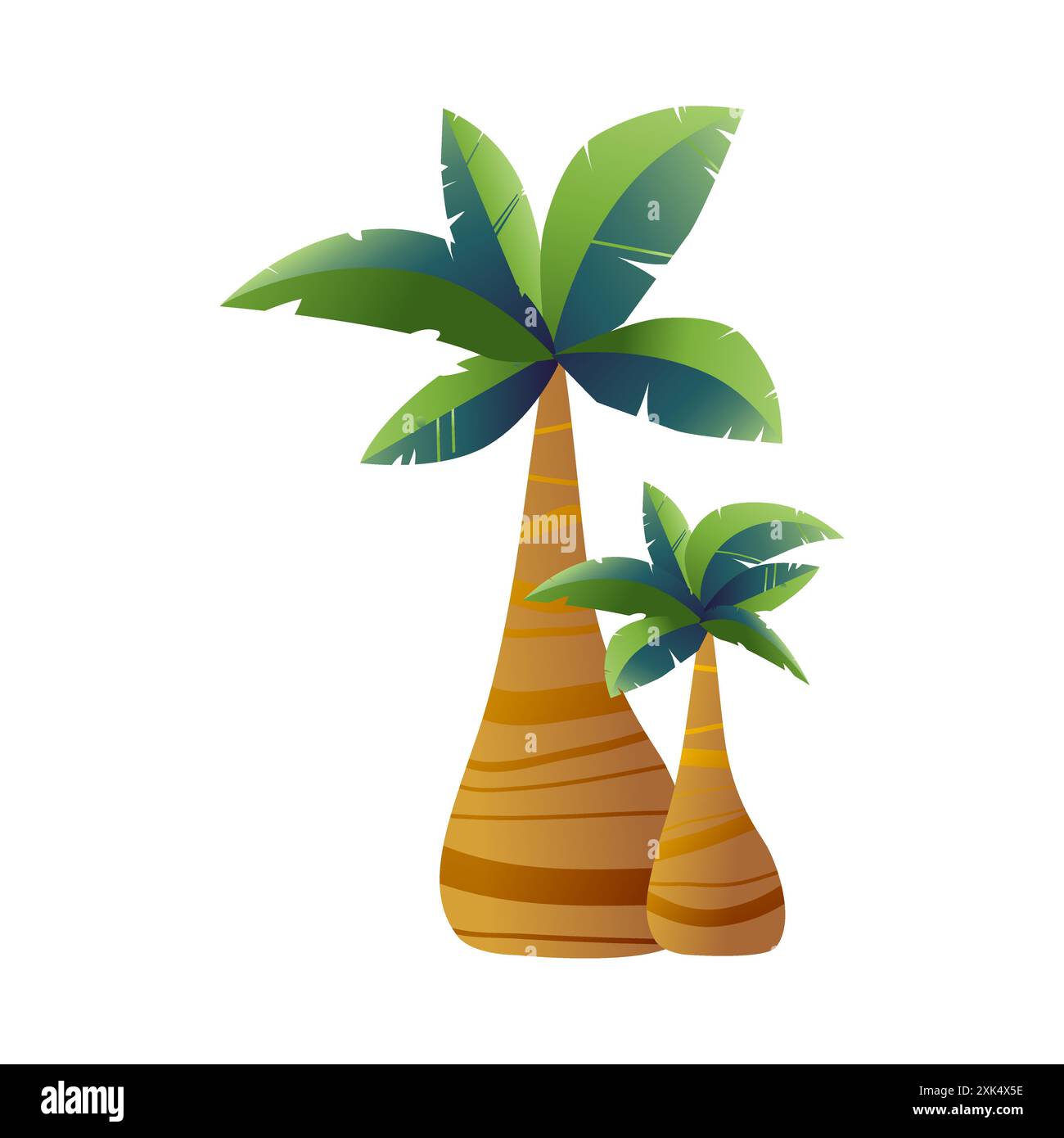 Two plants from tropical beach, big and small exotic palm tree vector ...