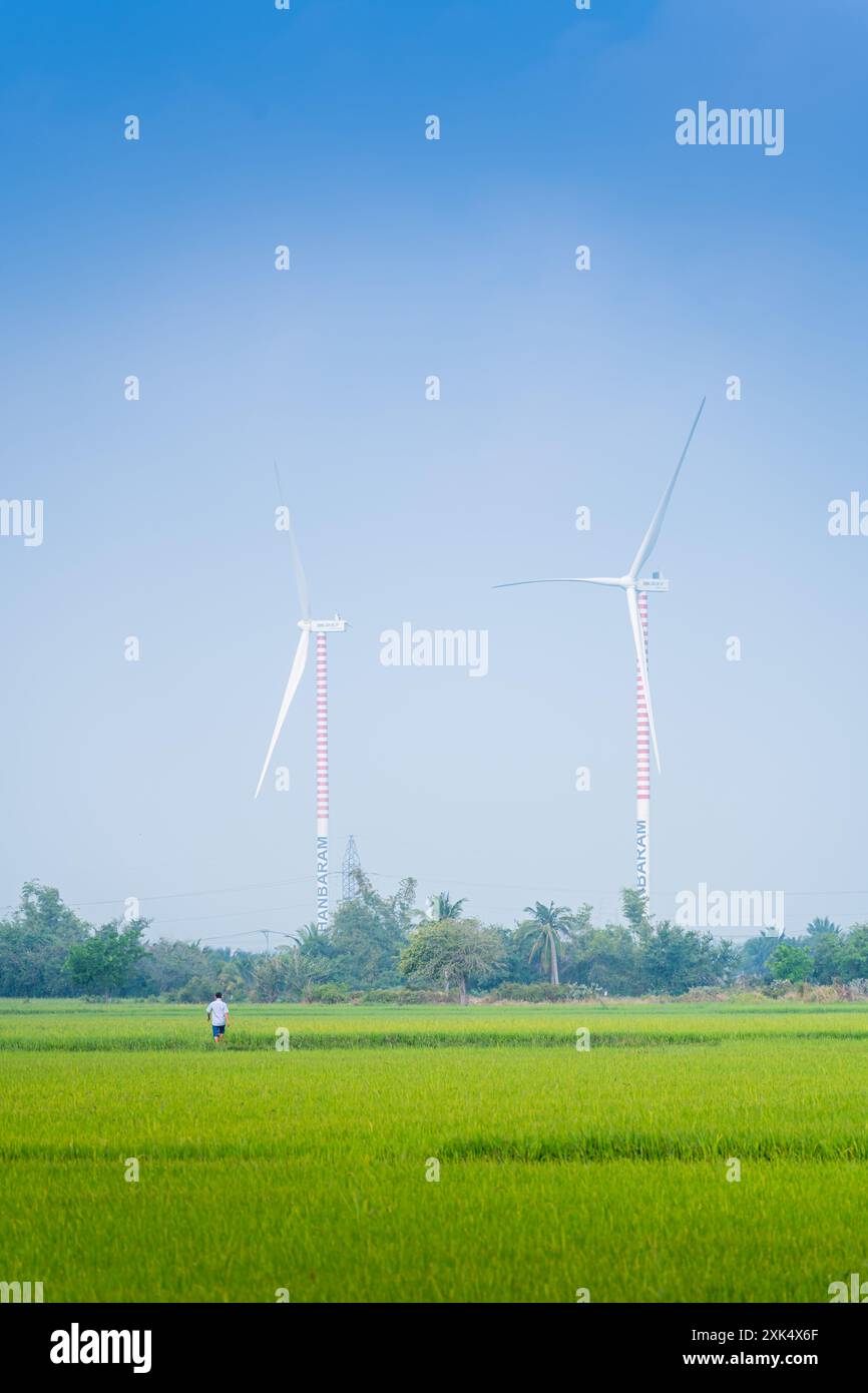 view of turbine green energy electricity, windmill for electric power ...