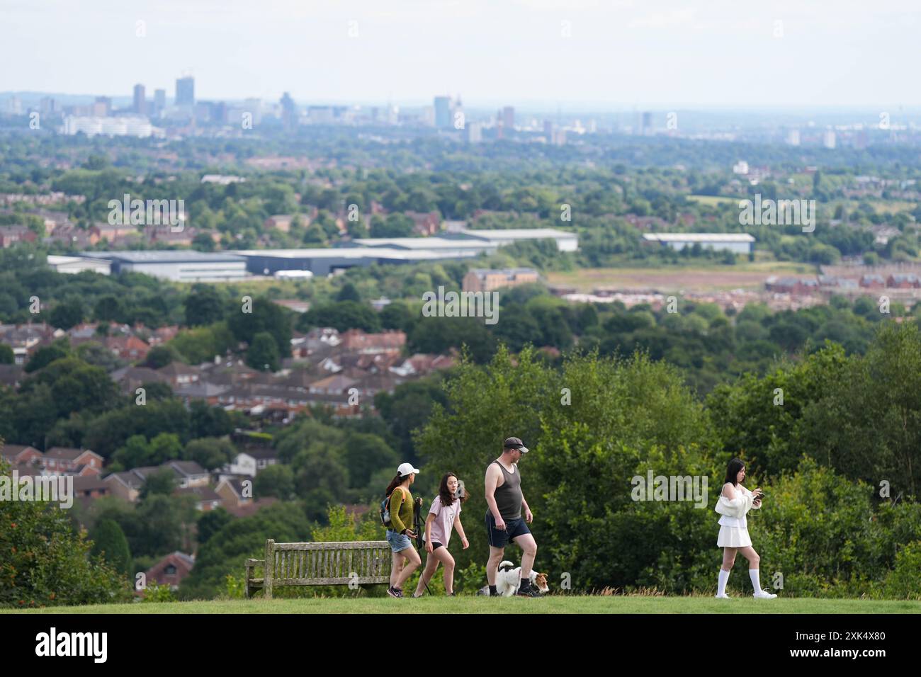 A family walk through Lickey Hills Country Park, overlooking Birmingham ...