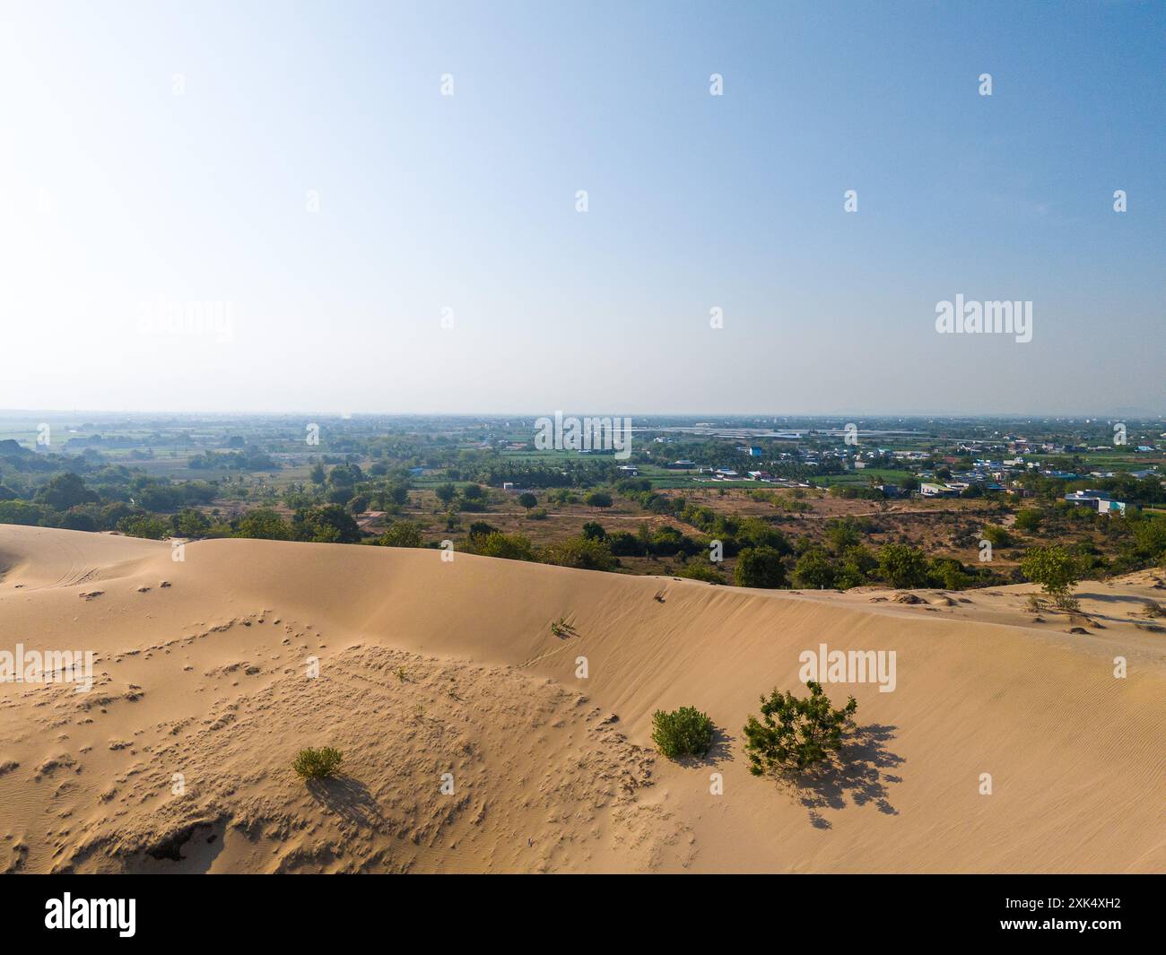 Aerial view of Nam Cuong sand dunes, Ninh Thuan province, Vietnam. It ...