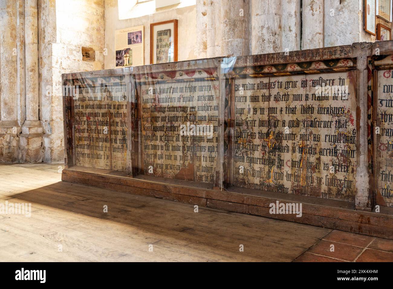 3 of the painted panels/rood screens of the historic Binham Priory in ...