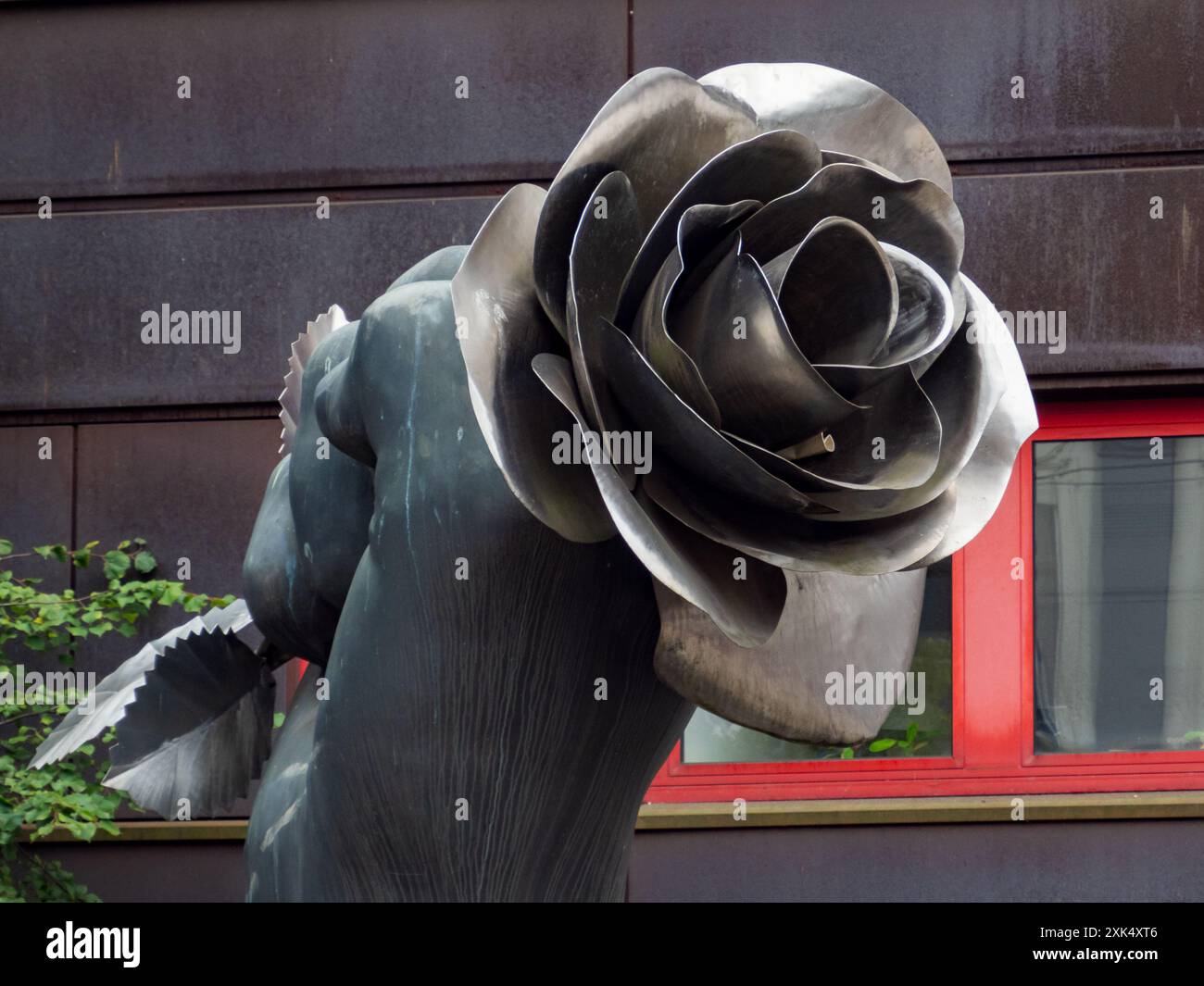 Oslo, Norway - September, 2022: Metal sculpture "Fist and Rose ...