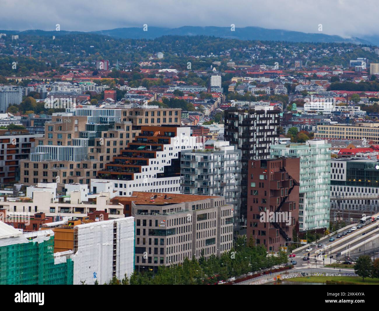 Oslo, Norway - Sep, 2022: Aerial view for skyscapters (barcode ...